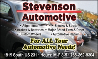 For All Your Automotive Needs!, Stevenson Auto, Crawfordsville, IN