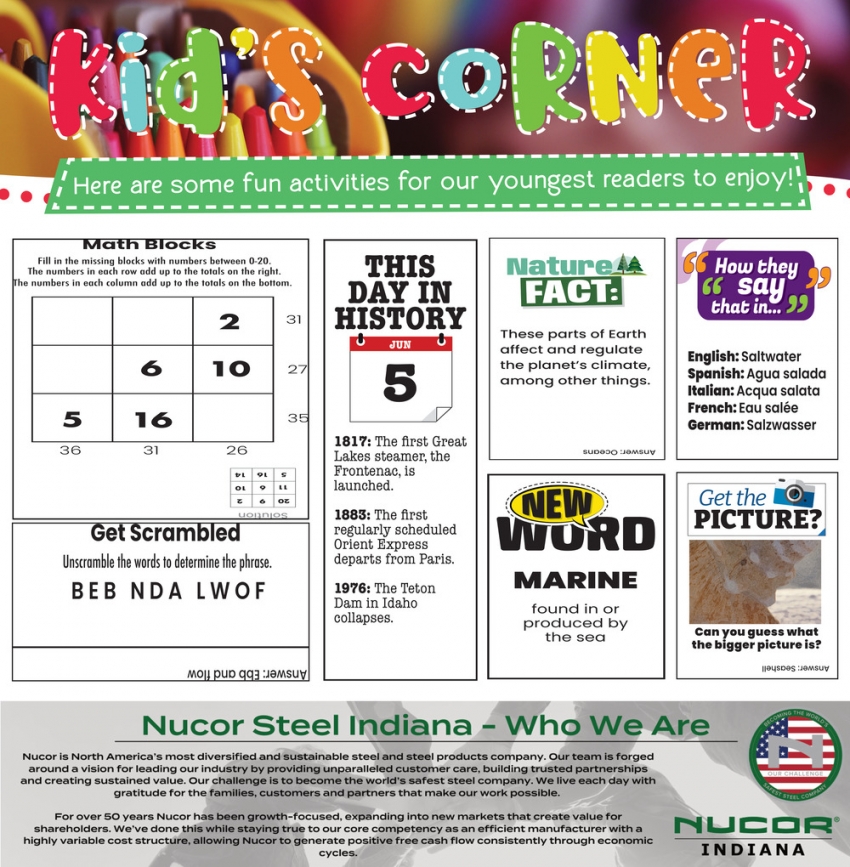 Kid's Corner, Nucor Steel Indiana, Crawfordsville, IN